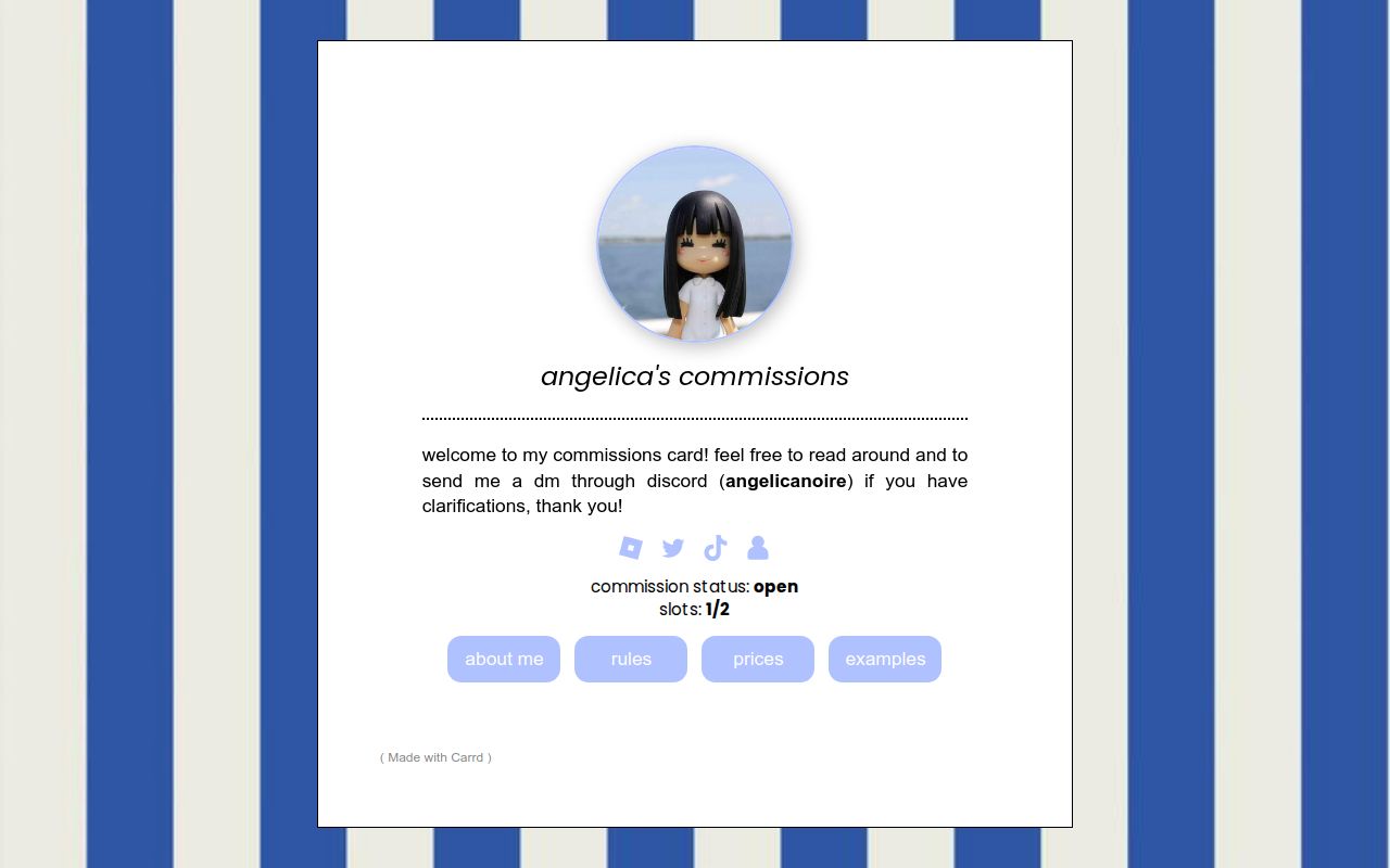 angelica's commission card